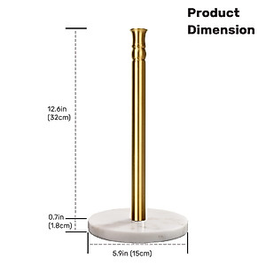 Gold Paper Towel Holder Stand Countertop with Heavy Weighted Stainless Steel Base, Free Standing Paper Towel Holder (Gold Brushed)