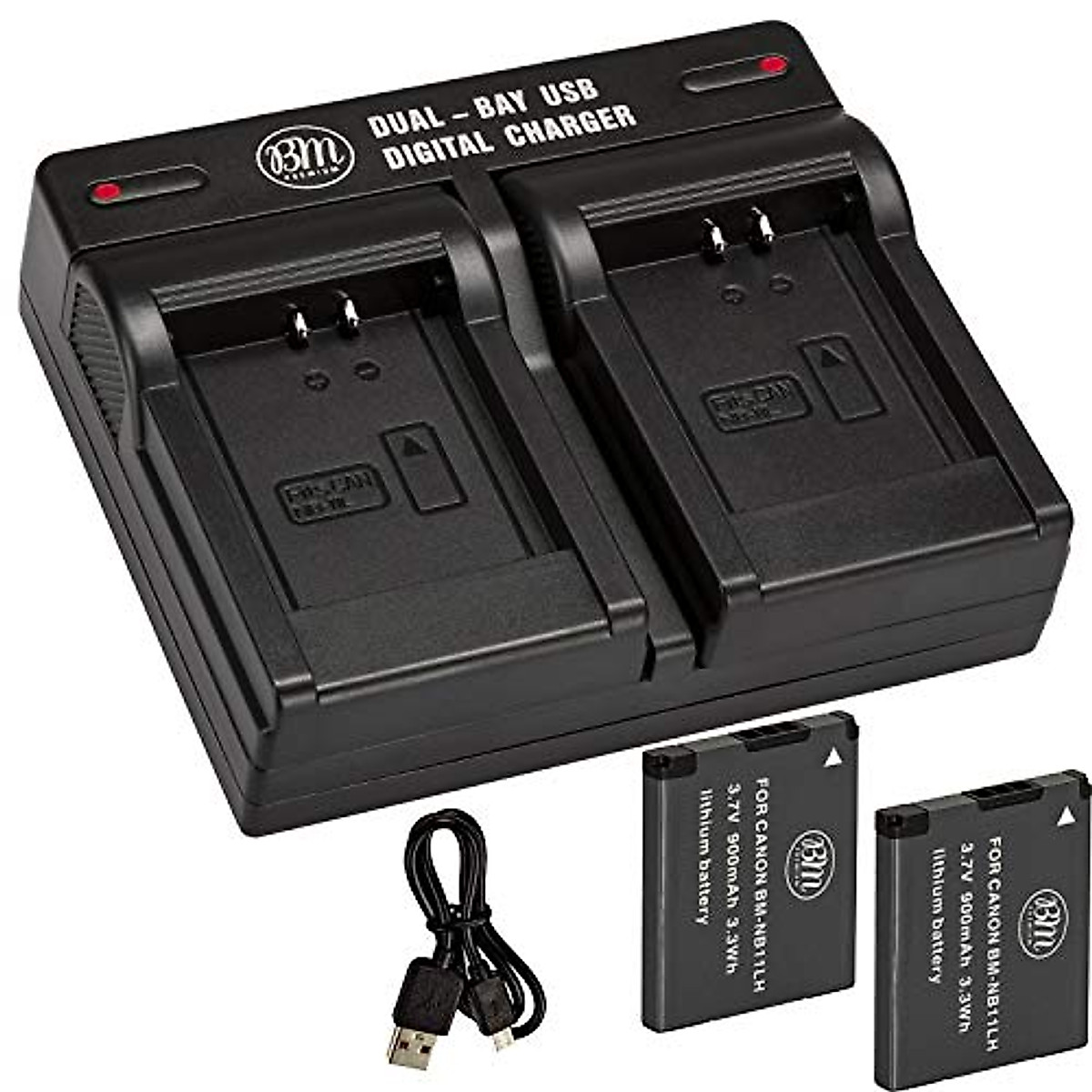 BM 2 NB-11LH Batteries and Dual Battery Charger for Canon Elph 135, Elph 140, Elph 150, Elph 160, Elph 170, Elph 180, Elph 190, Elph 320 HS, Elph 340, Elph 350, Elph 360, SX400, SX410, SX420 Cameras