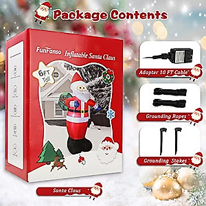 6 FT Christmas Inflatable Santa Claus Outdoor Decorations, Blow up Santa Claus with Gift Bag, Large Xmas Santa Carrying Present Sack, Outside Decor for Yard Garden Lawn Home Party, Built-in LED Lights