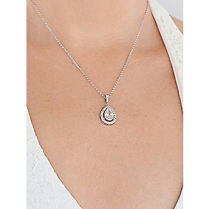 Mariell Cubic Zirconia Crystal Bridal Necklace, Teardrop Pendant, Prom Wedding Jewelry Gift for Women