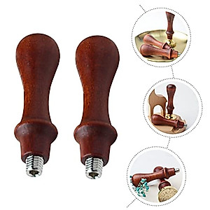 EXCEART 3Pcs Wooden Handle Wooden Stamps Brass Fittings Wedding invites Wooden Wax Stamp Handle Wax Stamp Replacement Handle Making Stamp Handle Stamp Handle Replacement Wooden Seal Handle