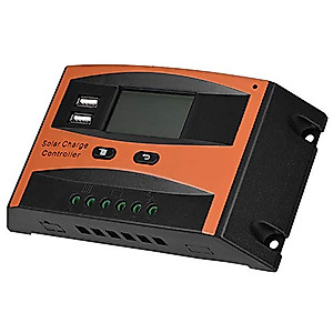 Solar Panel Controller, 30A 50V LCD Smart PWM Solar Panel Charge Controller with Dual USB IP32 Waterproof Solar Controller for Solar Green Light, Solar Light Billboards, etc.(30A)