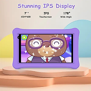 Kids Tablet 7 inch, Android 11 Tablet for Kids, 16GB Toddler Tablet with Bluetooth, IPS Screen, Parental Control, Kids Software PreInstalled, Dual Camera Shockproof Case for Education (Purple)
