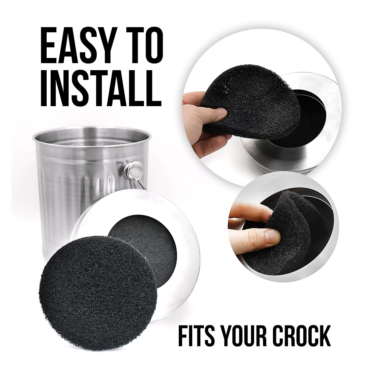 BioStrike Compost Crock - Activated Carbon Filters for Compost Bucket, Control Kitchen Odors, 5.5-inch Round, Made in USA (4 Count)