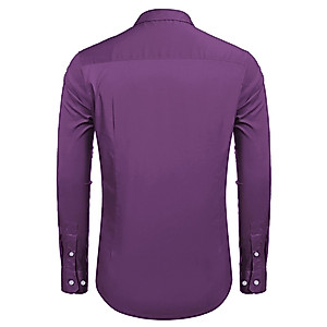 COOFANDY Casual Button Up Shirt for Men Slim Fit Dress Shirt Long Sleeve Dark Purple