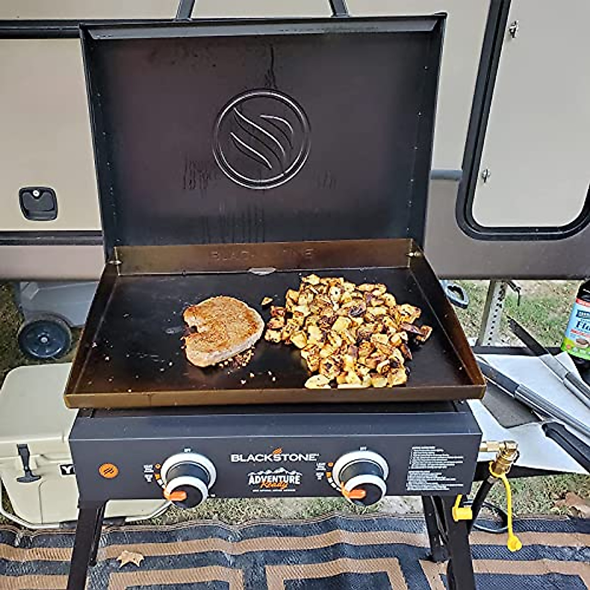 MCAMPAS 12FT RV Propane Quick Connect Hose with Propane Elbow Adapter for Blackstone 17"/22" Griddles