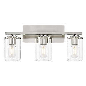 SADENICEL Brushed Nickel Bathroom Vanity Light, 3-Light Metal Wall Sconce Fixtures for Bathroom Lighting (Brushed Nickel, 3 Light)
