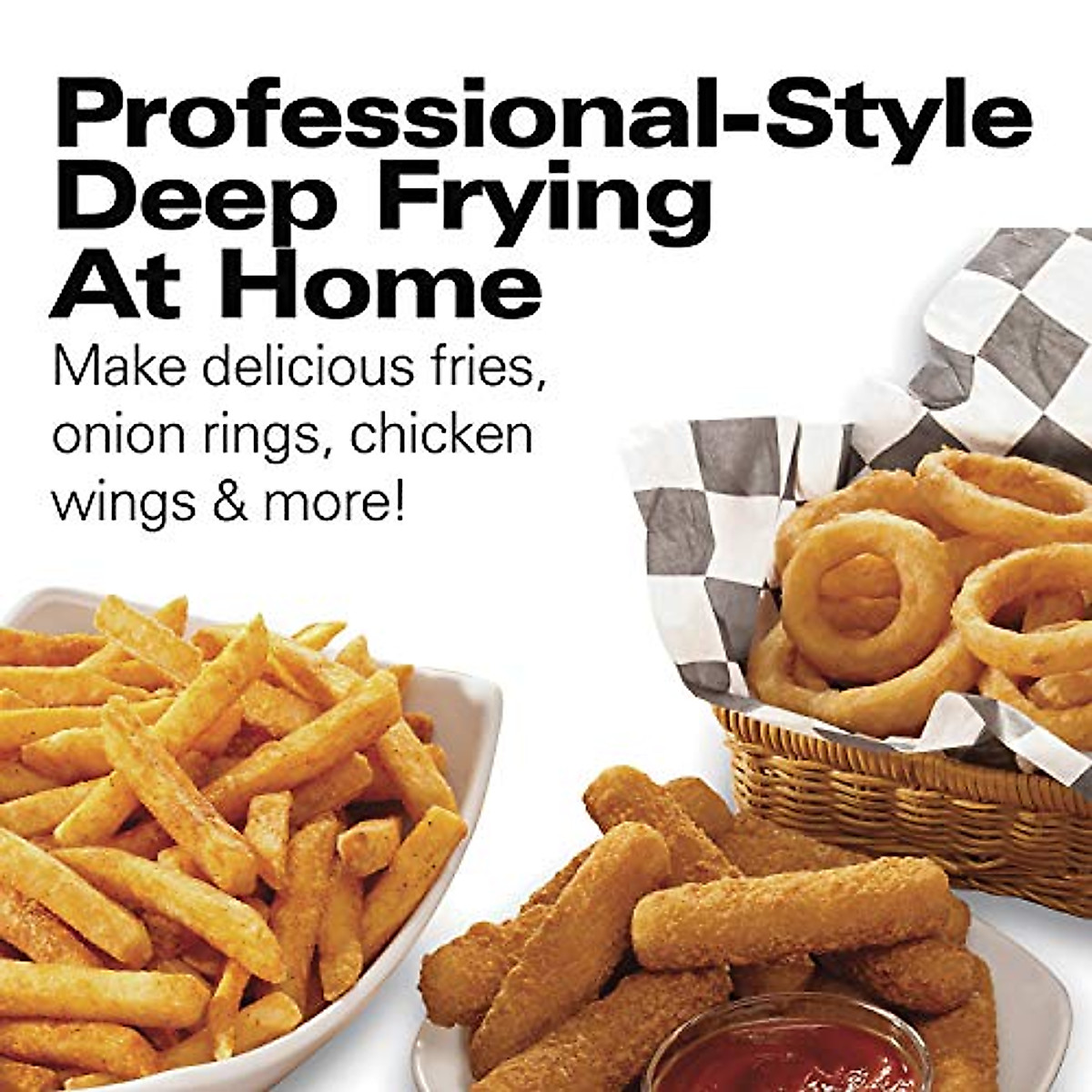 Hamilton Beach Professional Style Electric DeepFryer, XL Frying Basket, Lid with View Window, 1800 Watts, 19 Cups / 4.5 Liters Oil Capacity, Stainless Steel (35035A)