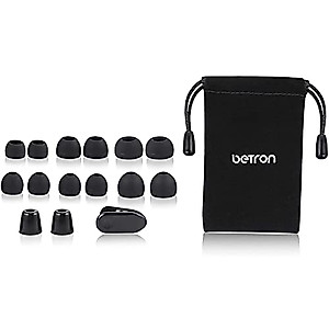 Betron B650 in Ear Headphones Earphones Wired with Noise Isolating Earbuds Tangle-Free Cord Carry Case Soft Ear Buds 3.5mm Plug (Black)