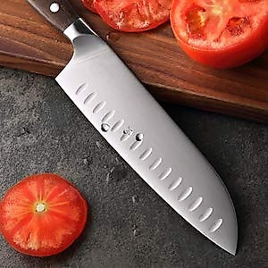 Cubikook Forged Santoku Knife 7 Inch, German High Carbon Stainless Steel Blade, Full Tang, Rosewood Handle, Magnet Luxury Box