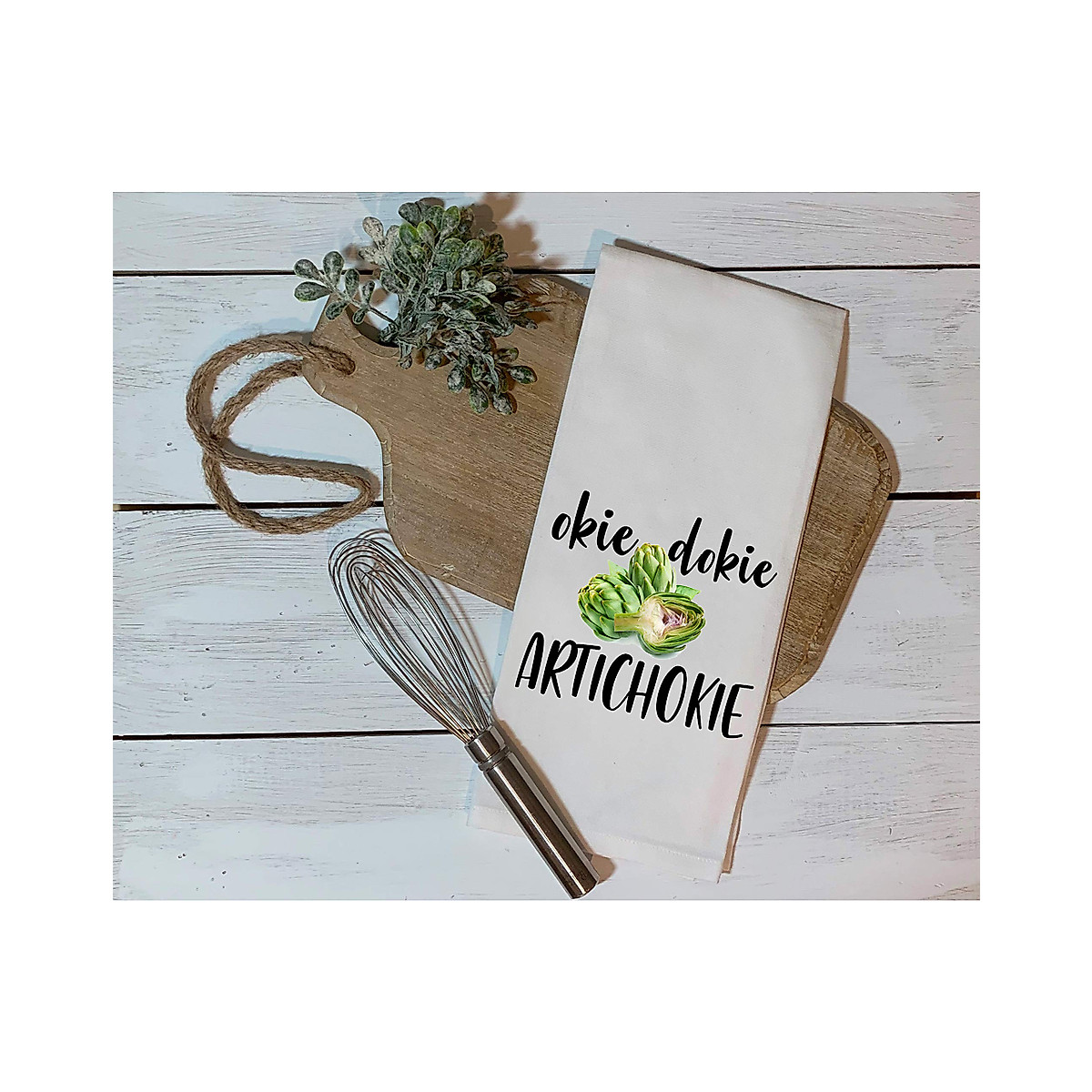 Okie dokie ARTICHOKIE - Dish Towel Kitchen Tea Towel Funny Saying Humorous Flour Sack Towels Great Housewarming Gift 28 inch by 28 inch, 100% Cotton, Multi-Purpose Towel