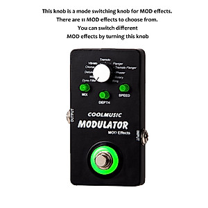 COOLMUSIC A-ME01 Modulator Multi Effects Pedal with 11 Modes Dyna Filter Wah Chorus Tremolo Flanger Phaser Rotary Ring