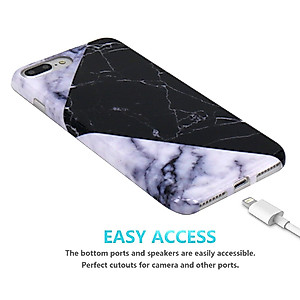 iPhone 7 Plus Case, iPhone 8 Plus Case, JAHOLAN White Black Geometric Marble Design Clear Bumper TPU Soft Rubber Silicone Cover Phone Case for Apple iPhone 7 Plus/iPhone 8 Plus