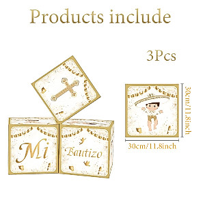 Mexico Mi Bautizo Boxes Decorations Stereoscopic Gold Mi Bautizo Boy Baptism Boxes With Balloons for Boy God Bless,Baptism Party Decoration Christening Photo Background Baby Boy First Holy Communion
