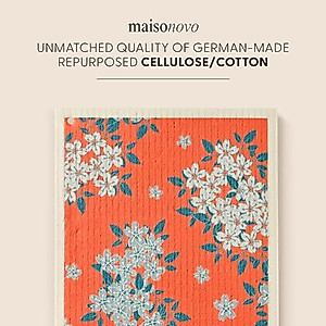 MaisoNovo Swedish Dishcloths for Kitchen | Reusable Paper Towels with Hook | Biodegradable and Reusable Paper Towels Washable | Swedish Dishcloth Reusable Paper Towel | Kyoto Cherry - Pack of 2