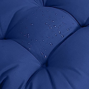 QILLOWAY Outdoor Patio Wicker Seat Cushions Group Loveseat/Two U-Shape/Two Lumbar Pillows for Patio Furniture,Wicker Loveseat,Bench,Porch,Settee of 5 (Navy Blue)