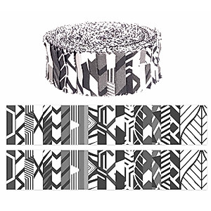 Soimoi 40Pcs Geometric Print Cotton Precut Fabrics for Quilting Craft Strips 2.5 inches Jelly Roll - White & Black