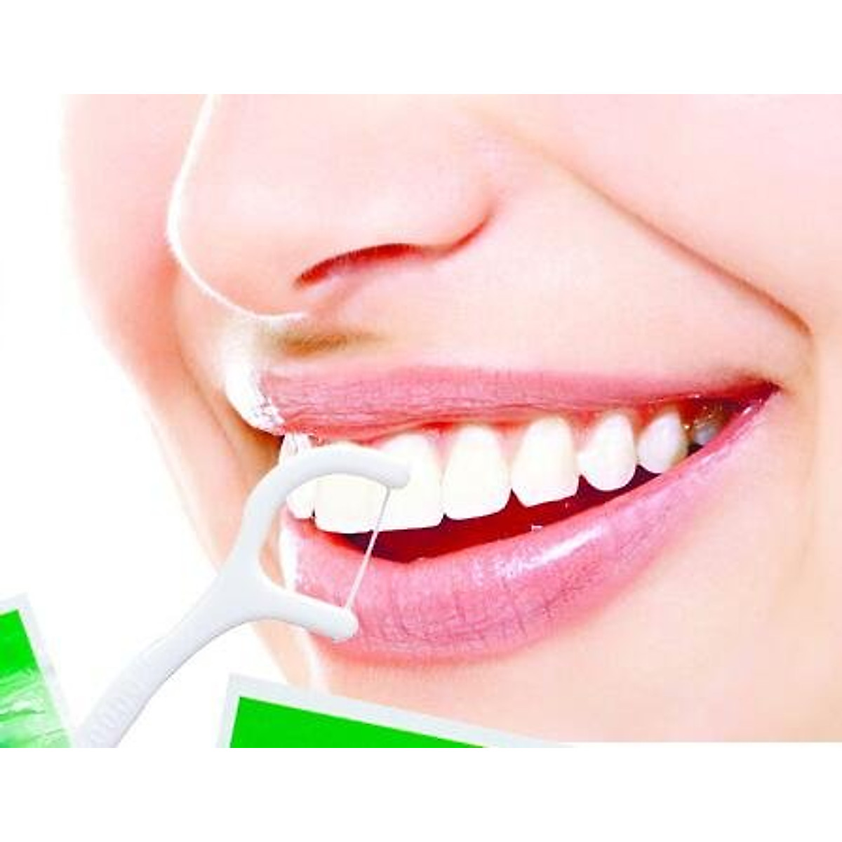 VNDEFUL 100Pcs(5 Packets ) White Dental Floss Picks Toothpicks Stick Oral Care