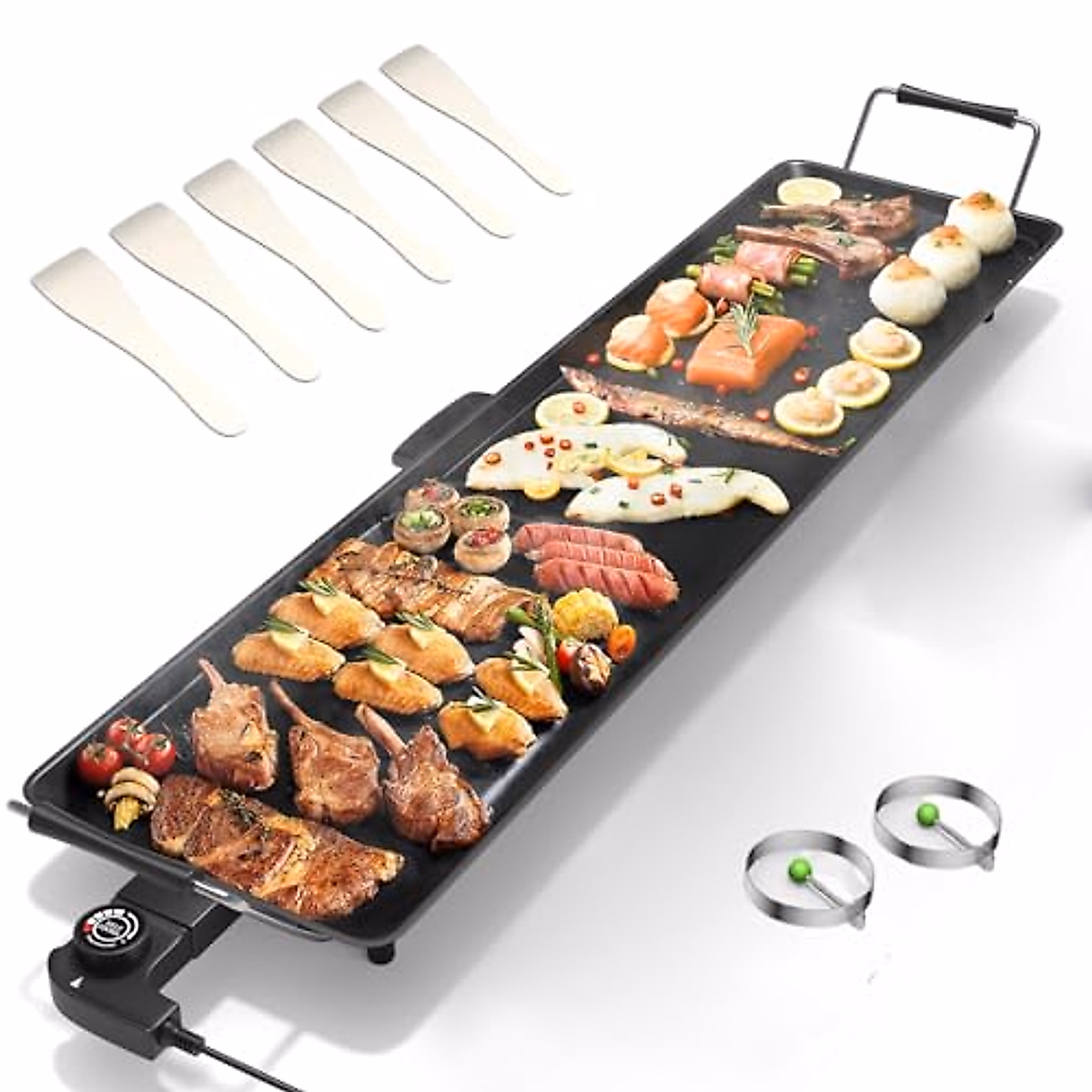 MEDIMALL 35 Inch Electric Griddle Nonstick, 2000W Teppanyaki Flat Top Grill Extra Large Cooking Surface, Indoor Outdoor Pancake Griddle Skillet w/Adjustable Temperature for Hosting Party, Camping, BBQ