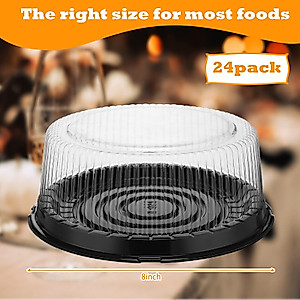 Nuanchu 24 Pieces 8 Inch Disposable Cake Containers with Lids Plastic Serving Tray Clear Platters with Clear Lids Round Disposable Cake Holder for Storing Party Takeout Food Catering Display