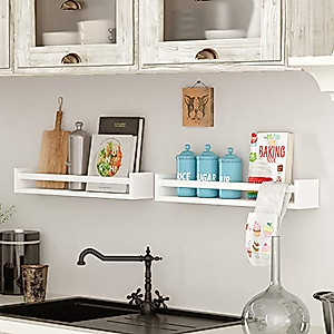 Wallniture Utah 24" Bookshelf for Kids Room Decor, White Floating Shelves for Kitchen, Bathroom Storage Set of 2