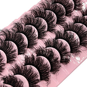 TIKILEY Mink Lashes Fluffy Wispy Eyelashes Mink, 20mm/25mm Long Dramatic D Curl Strip Lashes Cat Eye 3D Mink Lashes Natural False Eyelashes Pack