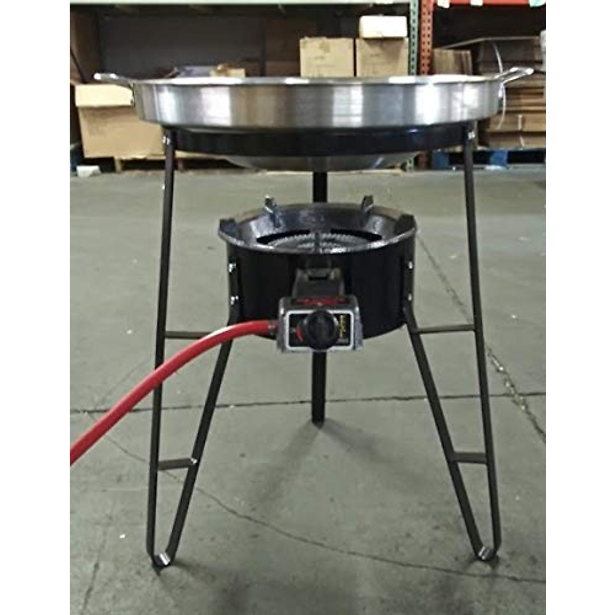 22" Large Mexican Style Concave Comal Griddle Outdoor Cooking Disc Wok Stainless Steel Set Propane Burner adj. Fire Stove & Heavy Duty Metal Stand Ideal Restaurant Style Tacos Grilling or Stir Fry