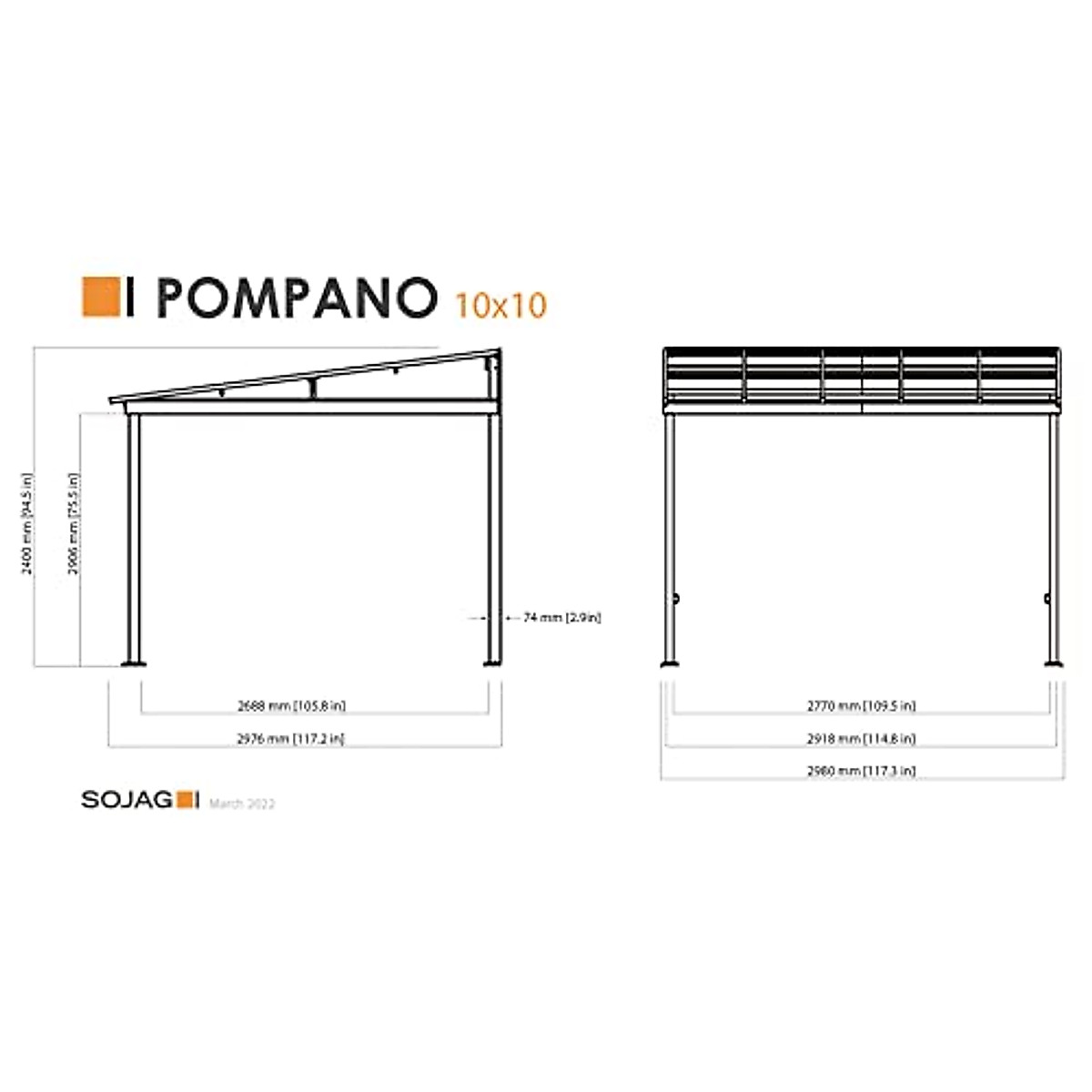 Sojag Pompano 10 Ft. X 10 Ft. Wall Gazebo