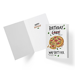 Karto Pizza Birthday Card For Men Women, Large 5.5 x 8.5 Happy Birthday Card For Him Her, Birthday Card For Husband, Birthday Card For Brother Sister, Nephew, Niece Pizza Cake