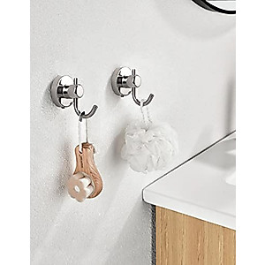 BnmxTek Towel Hooks for Bathroom, Bath Towel Hooks 2 Packs, Wall Towel Hanger Coat Robe Hooks Heavy Duty for Bathrooms/Bedrooms/Kitchen/Garage/Hotel,Silver, SUS304, Wall Mounted