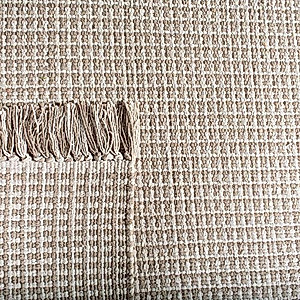 SAFAVIEH Montauk Collection Area Rug - 6' x 9', Ivory & Grey, Handmade Flat Weave Boho Farmhouse Cotton Tassel Fringe, Ideal for High Traffic Areas in Living Room, Bedroom (MTK340A)