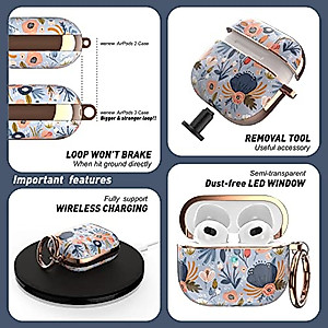 wenew case for AirPods 3, AirPod 3 case for Women, AirPods 3rd Generation case, Key Chain, LED Visible, Heavy Duty, Support Wireless Charging (Blue)