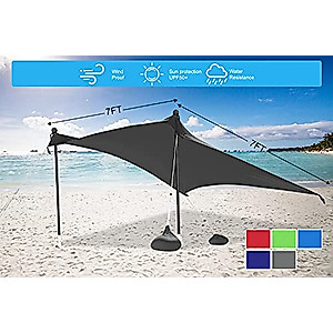 ABCCANOPY Beach Portable Sun Shelter for Beach, Camping Trips (7x7 FT, Gray)