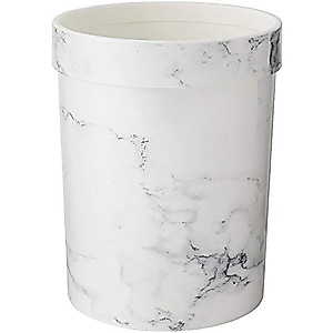 Hacoly Home Imitation Marble Bathroom Garbage Can Trash Can European Style Plastic Deskside Wastebasket for Living Room Bedroom Office