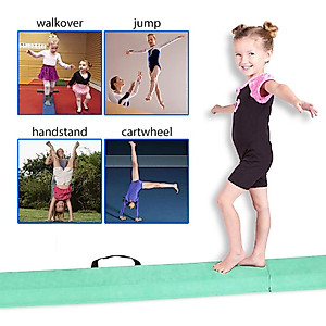 FBSPORT 8ft Balance Beam: Folding Floor Gymnastics Equipment for Kids Adults,Non Slip Rubber Base, Gymnastics Beam for Training, Practice, Physical Therapy and Professional Home Training