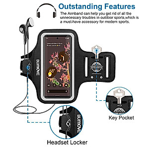 Pixel 8/8 Pro/7/7 Pro/5a Armband, BUMOVE Gym Running Workouts Sports Phone Arm Band for Google Pixel 7, 7 Pro, 6, 6 Pro, 5a with Card Holder (Black)
