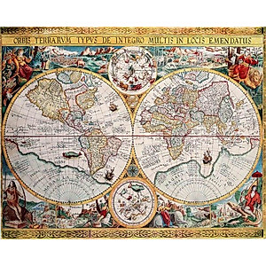 Map of the World (Orbis Terrarum) by Petrus Plancius 1594 - Art Poster Print (16x20)