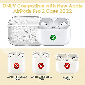 MINSCOSE Cute Airpod pro 2 Clear Case with Keychain ,Cute Bling Glitter Butterfly Pattern Design Soft Silicone Smooth Shockproof Compatible with Airpods Pro Charging Case for Girls Women