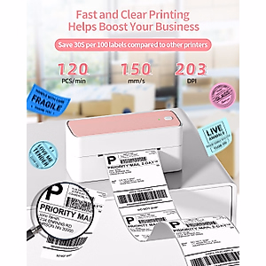 Phomemo Bluetooth Thermal Label Printer 4x6, Wireless Shipping Label Printer for Small Business and Packages for Phone&Pad&PC, Pink Thermal Label Printer for Shopify, Amazon, Etsy, UPS, FedEx