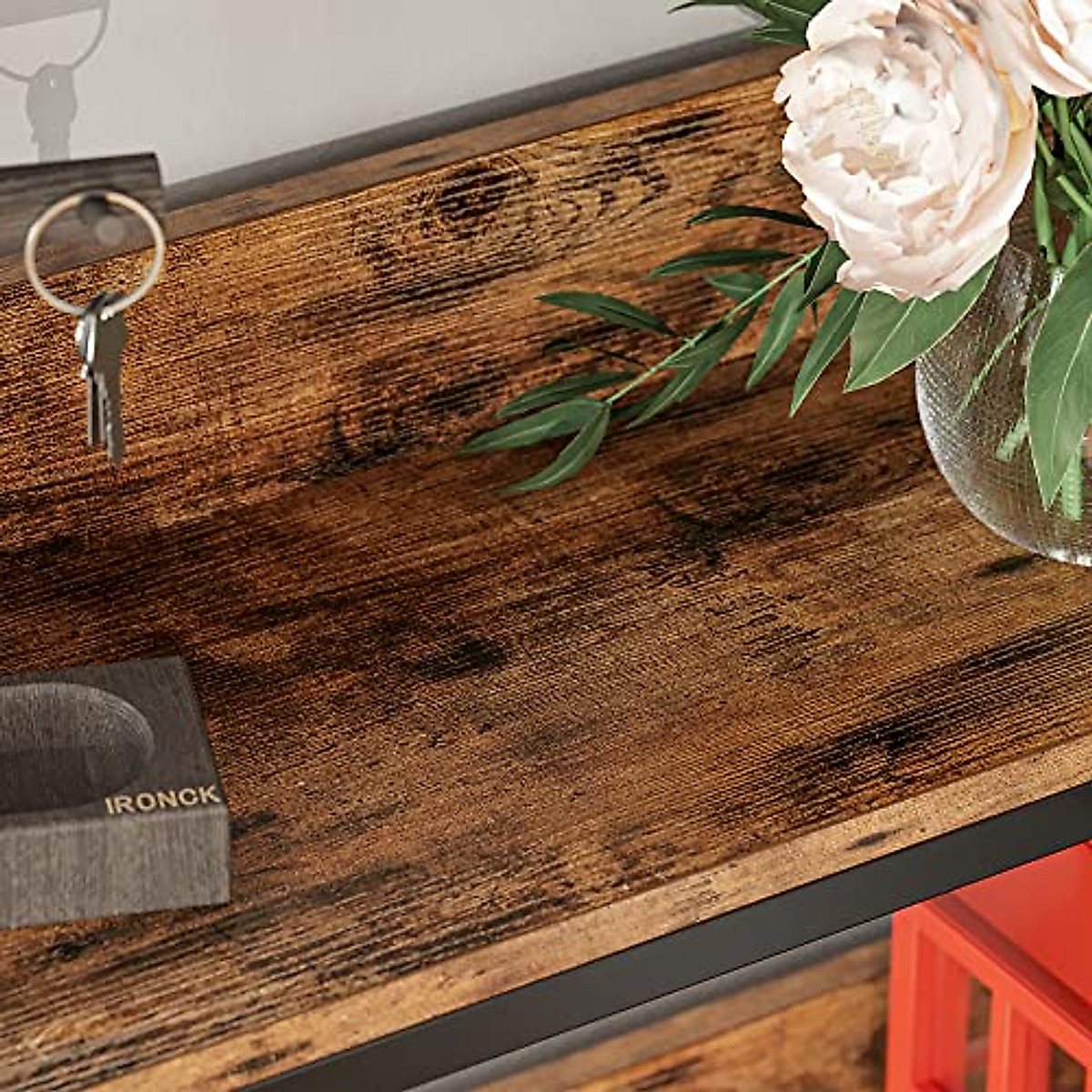 IRONCK Industrial Bookshelves 6 Tiers Corner Bookcases with Baffles Etagere Shelf Storage Rack with Metal Frame for Living Room Home Office