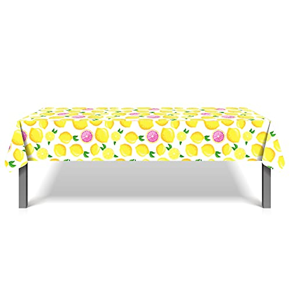 NA 2 Pcs Lemon Plastic Tablecloth, Summer Table Cover Disposable Rectangle Yellow Waterproof Table Cloth for Summer Party Summer Fruit Party Picnic Decor, 54 x 87 Inch