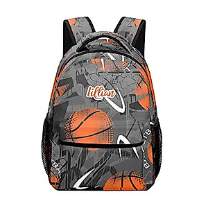 Personalized Guys Basketball School Backpacks Bookbag Travel Pack for Boys Girls Men Women, Multi 4, 16.5inch(H) x 12.2inch(L) x 5.9inch(W)