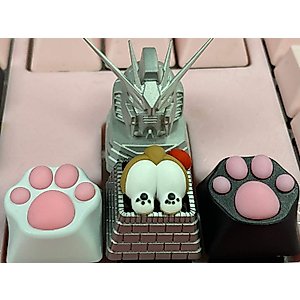 Custom Gaming Keycaps Machinery Keyboard keycaps Cat paw Shape ABS Base for ESC Key, Cat Claw for Cute Keyboard (Black/Pink)