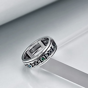 Fidget Rings for Anxiety for Women Sterling Silver Chakra CZ Rings 7