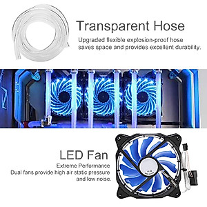 ASHATA PC Water Cooling Kit,Universal Water Cooling Radiator,Tubing,Pump,Cylindrical,Dual Fan,Mounting Accessories Computer Water Cooling Liquid Cooler Kit