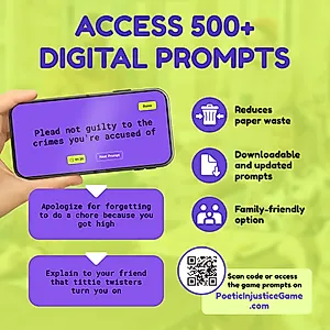 Poetic Injustice - A Word Game Where You Make Bad Poetry for Laughs - Funny Magnetic Notes Game and Fun Party Game for Ages 17+ - Family Game Night Magnet Word Games