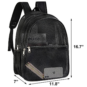 COVAX Mesh Backpack, Heavy Duty Mesh School Backpack, Black Mesh Backpack with Comfort Padded Back for Travel, Swimming, Beach, Outdoor Sports