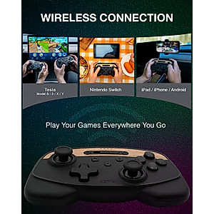Jowua Multi-Device Wireless Controller Compatible for Tesla Model 3/Y/S/X/cybertruck Compatible for Switch, one controller set, SPECIAL PROGRAMMED and DESIGN FOR TESLA, Compatible for T (BLACK) [nintendo_switch,windows,ios,android]