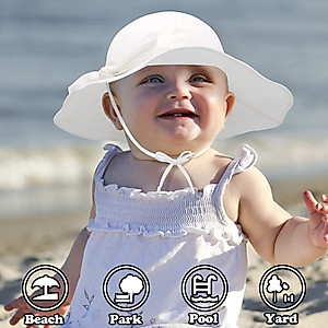 Sarfel Baby Girl Sun Hat Summer Baby Hats UPF 50+Toddler Sun Hat Infant with Wide Brim Bucket Hat White 46cm/0-6 Months