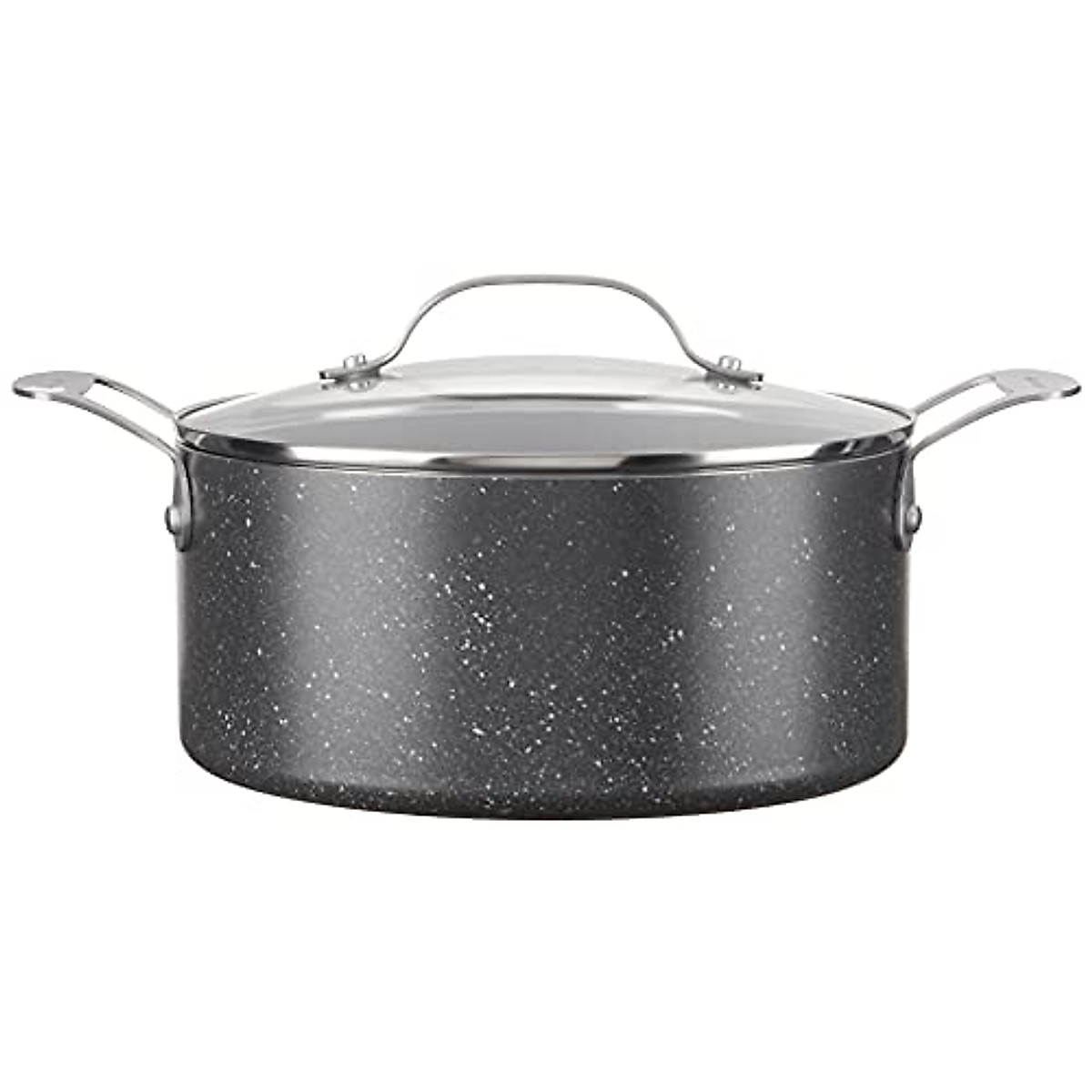 Granitestone Nonstick 5 Quart Stock Pot with Lid with Ultra Durable Mineral and Diamond Triple Cookware Set, Black